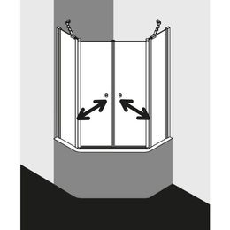 Kermi F&uuml;nfeck-Duschabtrennung Ibiza 2000 Pendelt&uuml;ren mit Festfeldern 90 x 75 x 200 cm, 45/30 cm, wei&szlig;, ESG klar Clean