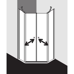 Kermi 5 Eck Duschkabine Ibiza 2000 Pendelt&uuml;ren 90x90x45x200cm, silber mattglanz, ESG klar Clean
