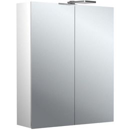 Emco pure 2 Style Aufputz-Lichtspiegelschrank 979705302 600x721mm, mit LED-Aufsatzleuchte, 2-t&uuml;rig, Aluminium
