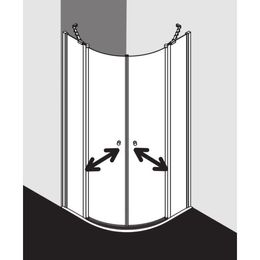 Kermi Viertelkreis-Duschkabine Ibiza 2000 90x90x185, R:55, silber/mattg, ESG klar KermiClean