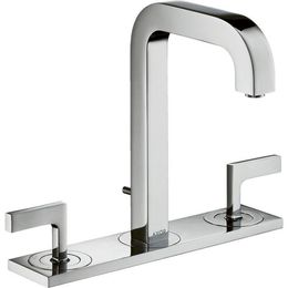 Hansgrohe Axor Citterio 170 3-Loch-Waschtischarmatur 39136000 Ausladung 140mm, Zugstangen-Ablaufgarnitur, Platte, chrom