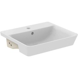 Ideal Standard Connect Air Halbeinbauwaschtisch E030801, 50x44cm, wei&szlig;, mit Hahnloch und &Uuml;berlauf