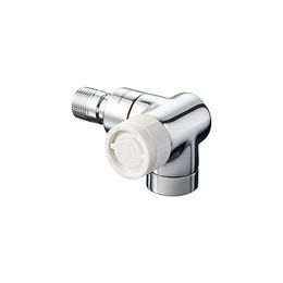 Oventrop Baureihe E Thermostatventil 1163483 Winkel-Eck, rechts, stufenlose Voreinstellung, DN 15, Messing, Edelstahl-Design