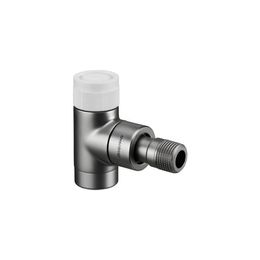 Oventrop Baureihe E Thermostatventil 1163082 Eck, stufenlose Voreinstellung, DN 15, Messing, Edelstahl-Design