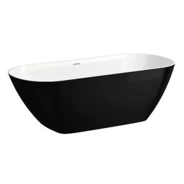 Laufen Lua freistehende Badewanne H2200820640001 170x75cm, Marbond, wei&szlig;, schwarz au&szlig;en/wei&szlig; innen
