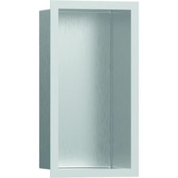 Hansgrohe XtraStoris Wandnische 56094700 30x15x10cm, mit Designrahmen, Edelstahl geb&uuml;rstet, mattwei&szlig;