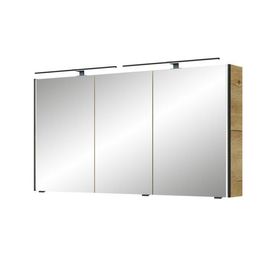 Pelipal Serie 7045 Spiegelschrank SDEA02413G167BA 2 LED-Plus-Aufsatzleuchten, dreit&uuml;rig, schwarz, 130 cm
