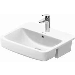 Duravit No. 1 Halb-Einbau-Waschtisch 03765500002 55x46cm, mit Hahnloch, &Uuml;berlauf, Hahnlochbank, wei&szlig;