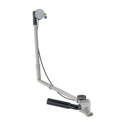 Geberit d52 Badewannenablauf 150711216 mit Drehbet&auml;tigung und Zulauf, mit Fertigbauset, L&auml;nge 73cm, hochglanz-verchromt