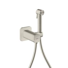 Hansgrohe AXOR Bidette Showers Bidette Duschkopf 29243800 1 Strahlart softsquare f&uuml;r Mischwasser mit Duschkopfhalterung und Duschschlauch 1,25 m, Edelstahl Optic