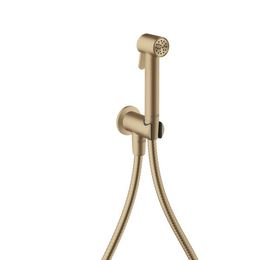 Hansgrohe AXOR Bidette Showers Bidette Duschkopf 29240140 1 Strahlart rund f&uuml;r Kaltwasser mit Duschkopfhalterung und Duschschlauch 1,25 m, Brushed Bronze