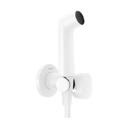 Hansgrohe Bidette Duschkopf 29232700 1 Strahlart S wassersparend f&uuml;r Warmwasser mit Duschkopfhalterung und Duschschlauch 125 cm, Mattwei&szlig;