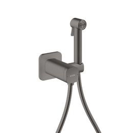 Hansgrohe AXOR Bidette Showers Bidette Duschkopf 29243340 1 Strahlart softsquare f&uuml;r Mischwasser mit Duschkopfhalterung und Duschschlauch 1,25 m, Brushed Black Chrome