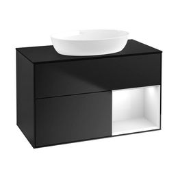 Villeroy & Boch Villeroy und Boch Finion Waschtischunterschrank FA22GFPD 100cm, Abdeckplatte black matt, Regale Glossy white lacquer, Black matt lacquer