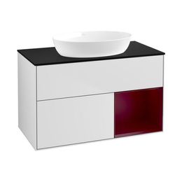 Villeroy & Boch Villeroy und Boch Finion Waschtischunterschrank GA22HBMT 100cm, Abdeckplatte black matt, Emotion, Regale Peony matt lacquer, White matt lacquer