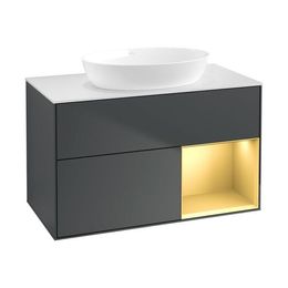 Villeroy & Boch Villeroy und Boch Finion Waschtischunterschrank FA21HFHG 100cm, Abdeckplatte white matt, Regale Gold matt lacquer, Midnight Blue Matt Lacquer