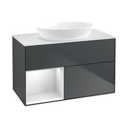 Villeroy & Boch Villeroy und Boch Finion Waschtischunterschrank GA11MTHG 100cm, Abdeckplatte white matt, Emotion, Regale White matt lacquer, Midnight Blue Matt Lacquer