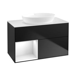 Villeroy & Boch Villeroy und Boch Finion Waschtischunterschrank GA11GFPD 100cm, Abdeckplatte white matt, Emotion, Regale Glossy white lacquer, Black matt lacquer