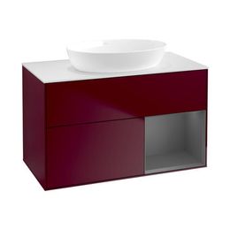 Villeroy & Boch Villeroy und Boch Finion Waschtischunterschrank GA21GKHB 100cm, Abdeckplatte white matt, Emotion, Regale Anthracite matt lacquer, Peony Matt