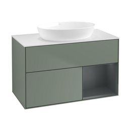 Villeroy & Boch Villeroy und Boch Finion Waschtischunterschrank FA21HGGM 100cm, Abdeckplatte white matt, Regale Midnight matt lacquer, Olive Matt Lacquer