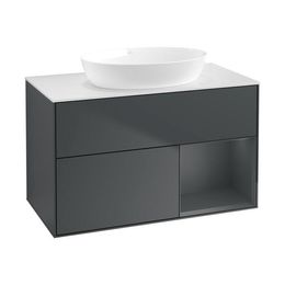 Villeroy & Boch Villeroy und Boch Finion Waschtischunterschrank FA21HGHG 100cm, Abdeckplatte white matt, Regale Midnight matt lacquer, Midnight Blue Matt Lacquer