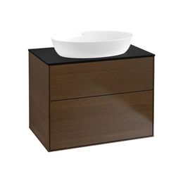Villeroy & Boch Villeroy und Boch Finion Waschtischunterschrank G99200GN 80x60,3cm, Emotion, Abdeckplatte black matt, Walnut veneer