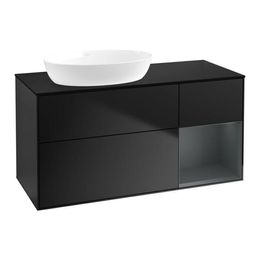 Villeroy & Boch Villeroy und Boch Finion Waschtischunterschrank GA52HGPD 120cm, Abdeckplatte black matt, Emotion, Regale Midnight matt lacquer, Black matt lacquer