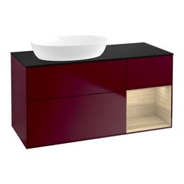 Villeroy & Boch Villeroy und Boch Finion Waschtischunterschrank GA52PCHB 120cm, Abdeckplatte black matt, Emotion, Regale Oak Veneer, Peony Matt