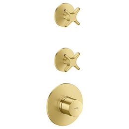 Hansgrohe AXOR One Thermostatmodul 48712950 Unterputz, 2 Verbraucher, mit Kreuzgriff, brushed brass