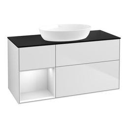 Villeroy & Boch Villeroy und Boch Finion Waschtischunterschrank GA62MTMT 120cm, Abdeckplatte black matt, Emotion, Regale White matt lacquer, White matt lacquer