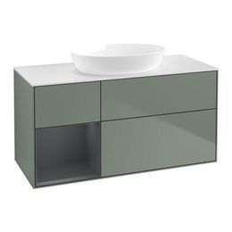 Villeroy & Boch Villeroy und Boch Finion Waschtischunterschrank GA61HGGM 120cm, Abdeckplatte white matt, Emotion, Regale Midnight matt lacquer, Olive Matt Lacquer