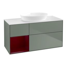 Villeroy & Boch Villeroy und Boch Finion Waschtischunterschrank GA61HBGM 120cm, Abdeckplatte white matt, Emotion, Regale Peony matt lacquer, Olive Matt Lacquer