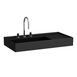 Laufen Kartell Waschtisch H8103387161111 90x46cm, Ablage rechts, ohne &Uuml;berlauf, 1 Hahnloch, schwarz matt