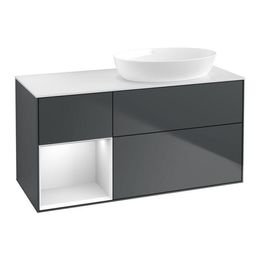 Villeroy & Boch Villeroy und Boch Finion Waschtischunterschrank GA41MTHG 120cm, Abdeckplatte white matt, Emotion, Regale White matt lacquer, Midnight Blue Matt Lacquer