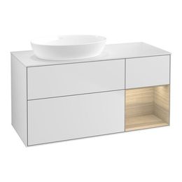Villeroy & Boch Villeroy und Boch Finion Waschtischunterschrank GA51PCMT 120cm, Abdeckplatte white matt, Emotion, Regale Oak Veneer, White matt lacquer