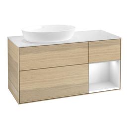 Villeroy & Boch Villeroy und Boch Finion Waschtischunterschrank GA51MTPC 120cm, Abdeckplatte white matt, Emotion, Regale White matt lacquer, Oak Veneer