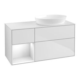 Villeroy & Boch Villeroy und Boch Finion Waschtischunterschrank GA41GFMT 120cm, Abdeckplatte white matt, Emotion, Regale Glossy white lacquer, White matt lacquer