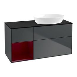 Villeroy & Boch Villeroy und Boch Finion Waschtischunterschrank GA42HBHG 120cm, Abdeckplatte black matt, Emotion, Regale Peony matt lacquer, Midnight Blue Matt Lacquer