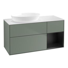 Villeroy & Boch Villeroy und Boch Finion Waschtischunterschrank FA51PDGM 120cm, Abdeckplatte white matt, Regale Black matt lacquer, Olive Matt Lacquer