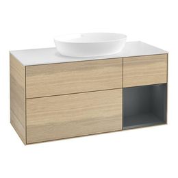 Villeroy & Boch Villeroy und Boch Finion Waschtischunterschrank FA71HGPC 120cm, Abdeckplatte white matt, Regale Midnight matt lacquer, Oak Veneer