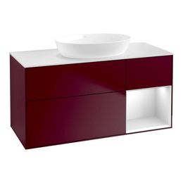 Villeroy & Boch Villeroy und Boch Finion Waschtischunterschrank FA71MTHB 120cm, Abdeckplatte white matt, Regale White matt lacquer, Peony Matt