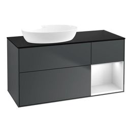 Villeroy & Boch Villeroy und Boch Finion Waschtischunterschrank FA52MTHG 120cm, Abdeckplatte black matt, Regale White matt lacquer, Midnight Blue Matt Lacquer