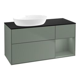 Villeroy & Boch Villeroy und Boch Finion Waschtischunterschrank FA52GMGM 120cm, Abdeckplatte black matt, Regale Olive matt lacquer, Olive Matt Lacquer