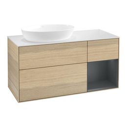 Villeroy & Boch Villeroy und Boch Finion Waschtischunterschrank GA51HGPC 120cm, Abdeckplatte white matt, Emotion, Regale Midnight matt lacquer, Oak Veneer