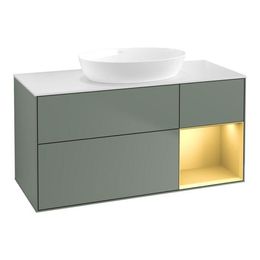 Villeroy & Boch Villeroy und Boch Finion Waschtischunterschrank FA71HFGM 120cm, Abdeckplatte white matt, Regale Gold matt lacquer, Olive Matt Lacquer