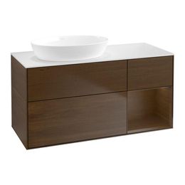 Villeroy & Boch Villeroy und Boch Finion Waschtischunterschrank GA51GNGN 120cm, Abdeckplatte white matt, Emotion, Regale Walnut Veneer, Walnut veneer