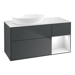 Villeroy & Boch Villeroy und Boch Finion Waschtischunterschrank FA51GFHG 120cm, Abdeckplatte white matt, Regale Glossy white lacquer, Midnight Blue Matt Lacquer