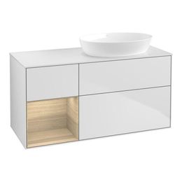 Villeroy & Boch Villeroy und Boch Finion Waschtischunterschrank FA41PCMT 120cm, Abdeckplatte white matt, Regale Oak Veneer, White matt lacquer