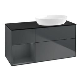 Villeroy & Boch Villeroy und Boch Finion Waschtischunterschrank GA42HGHG 120cm, Abdeckplatte black matt, Emotion, Regale Midnight matt lacquer, Midnight Blue Matt Lacquer