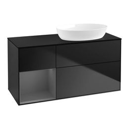 Villeroy & Boch Villeroy und Boch Finion Waschtischunterschrank GA42GKPD 120cm, Abdeckplatte black matt, Emotion, Regale Anthracite matt lacquer, Black matt lacquer